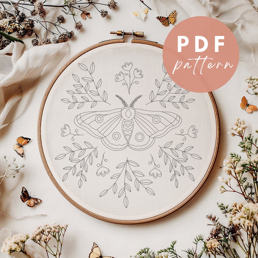 Mystical Moth - Embroidery PDF Pattern for Beginners - Instant Download ...