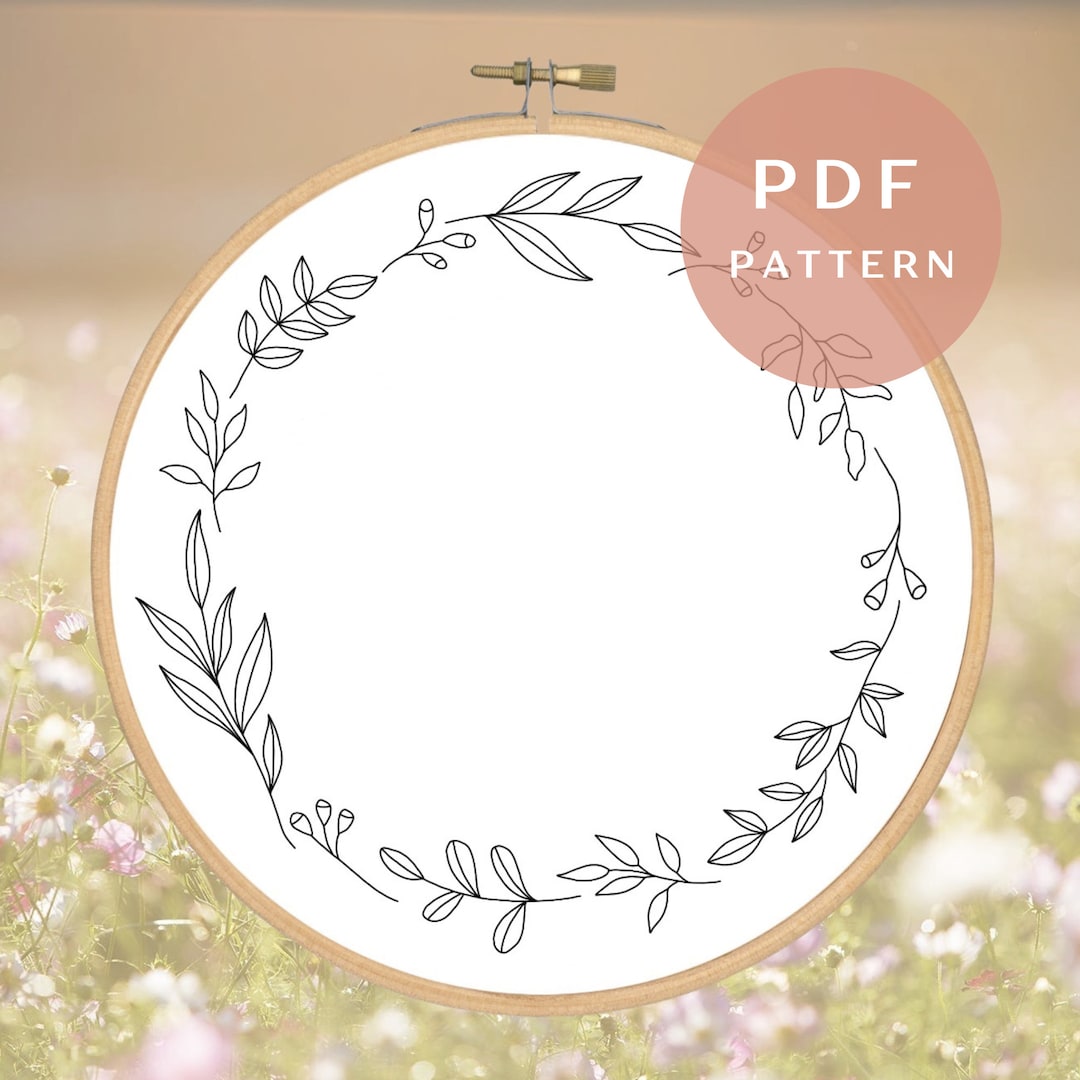 Minimalist Floral Wreath Embroidery PDF Pattern for Beginners Instant ...