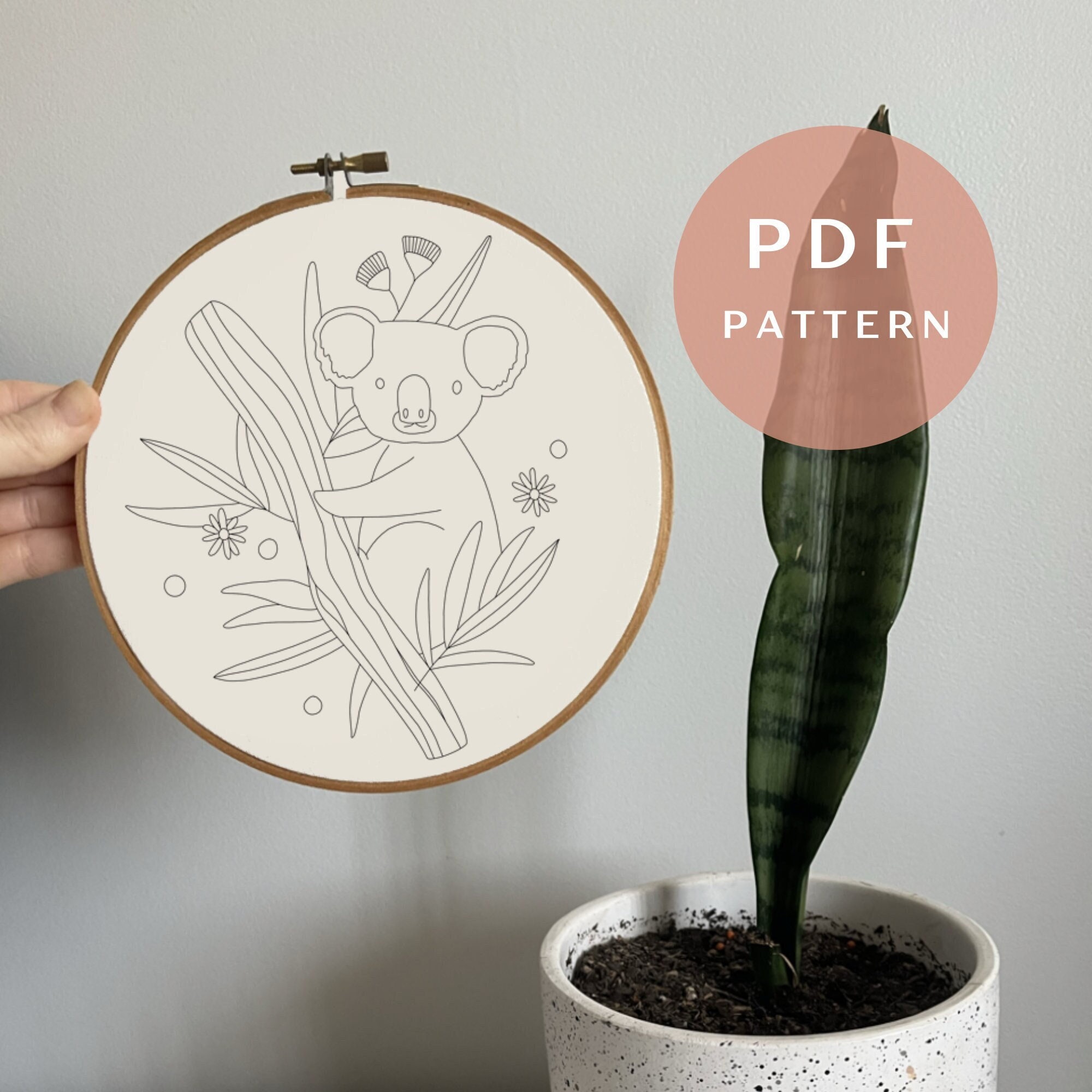 Cuddly Koala Embroidery PDF Pattern for Beginners Instant Download ...