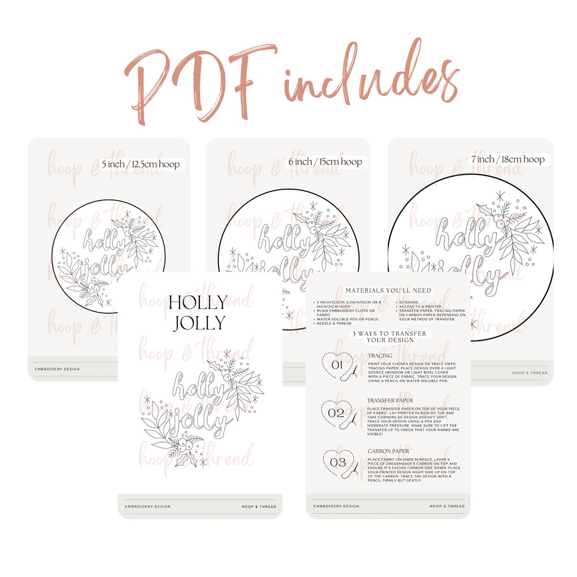 Holly Jolly Embroidery PDF Pattern for Beginners Instant - Etsy