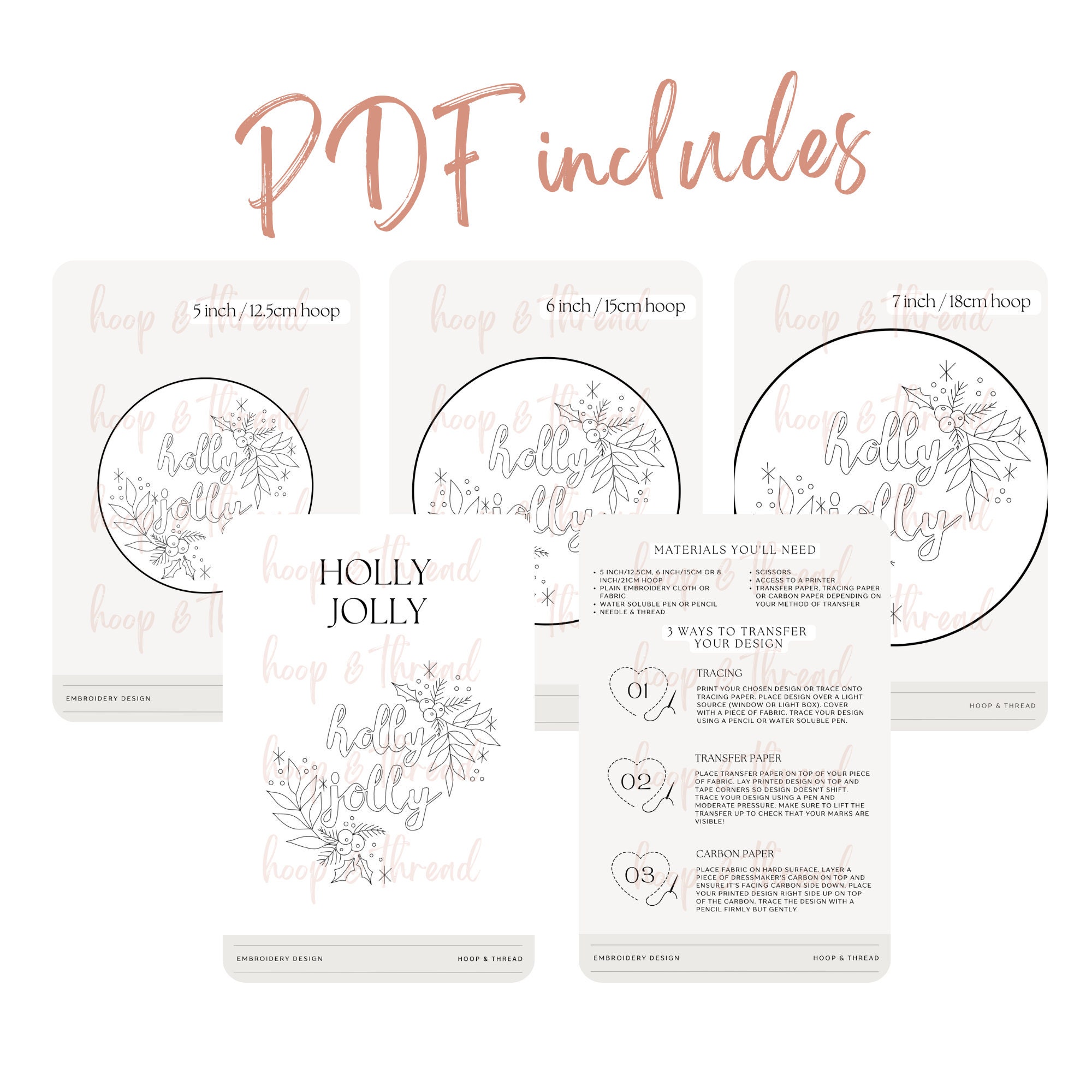 Holly Jolly Embroidery PDF Pattern for Beginners Instant - Etsy