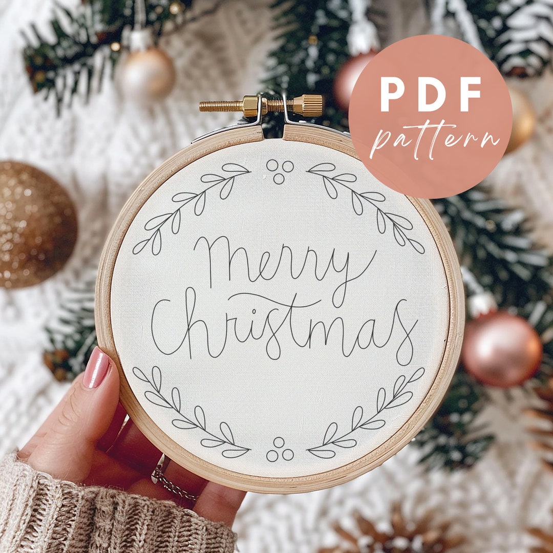 Merry Christmas - Embroidery PDF Pattern for Beginners - Instant ...