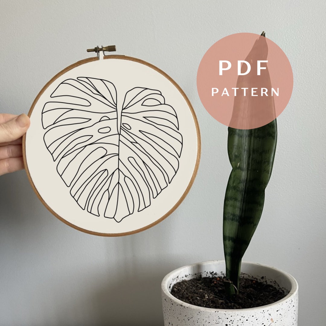 Monstera Leaf Embroidery PDF Pattern for Beginners Instant Download ...
