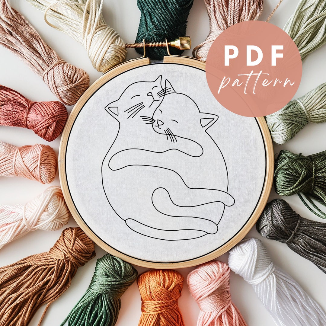 Ying Yang Cats Punch Needle Pattern: Beginner Needlework Design (PDF Pattern) - Etsy