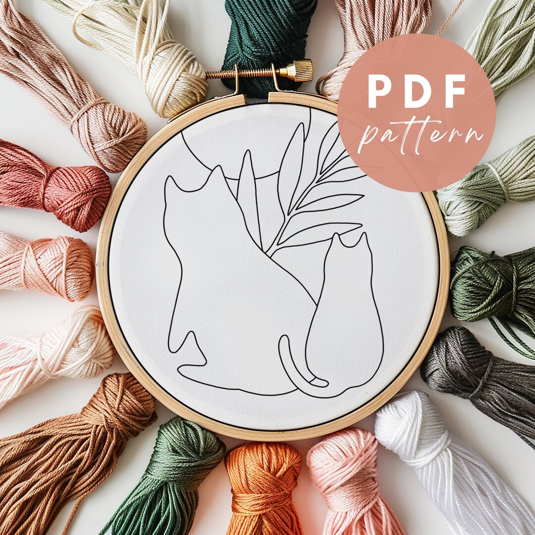 Abstract Cats Punch Needle Pattern - Punch Needle PDF Pattern for ...