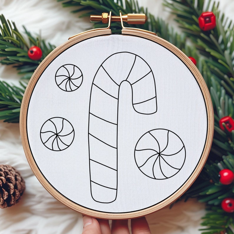 Candy Cane Punch Needle Pattern: Beginner Needlework Design (PDF ...