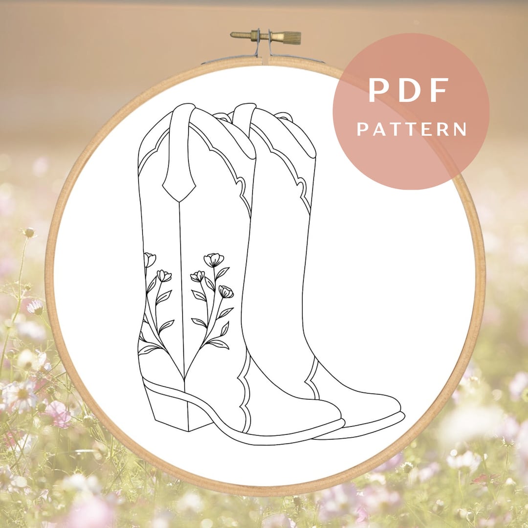 Cowgirl Boots Embroidery PDF Pattern for Beginners Instant Download ...