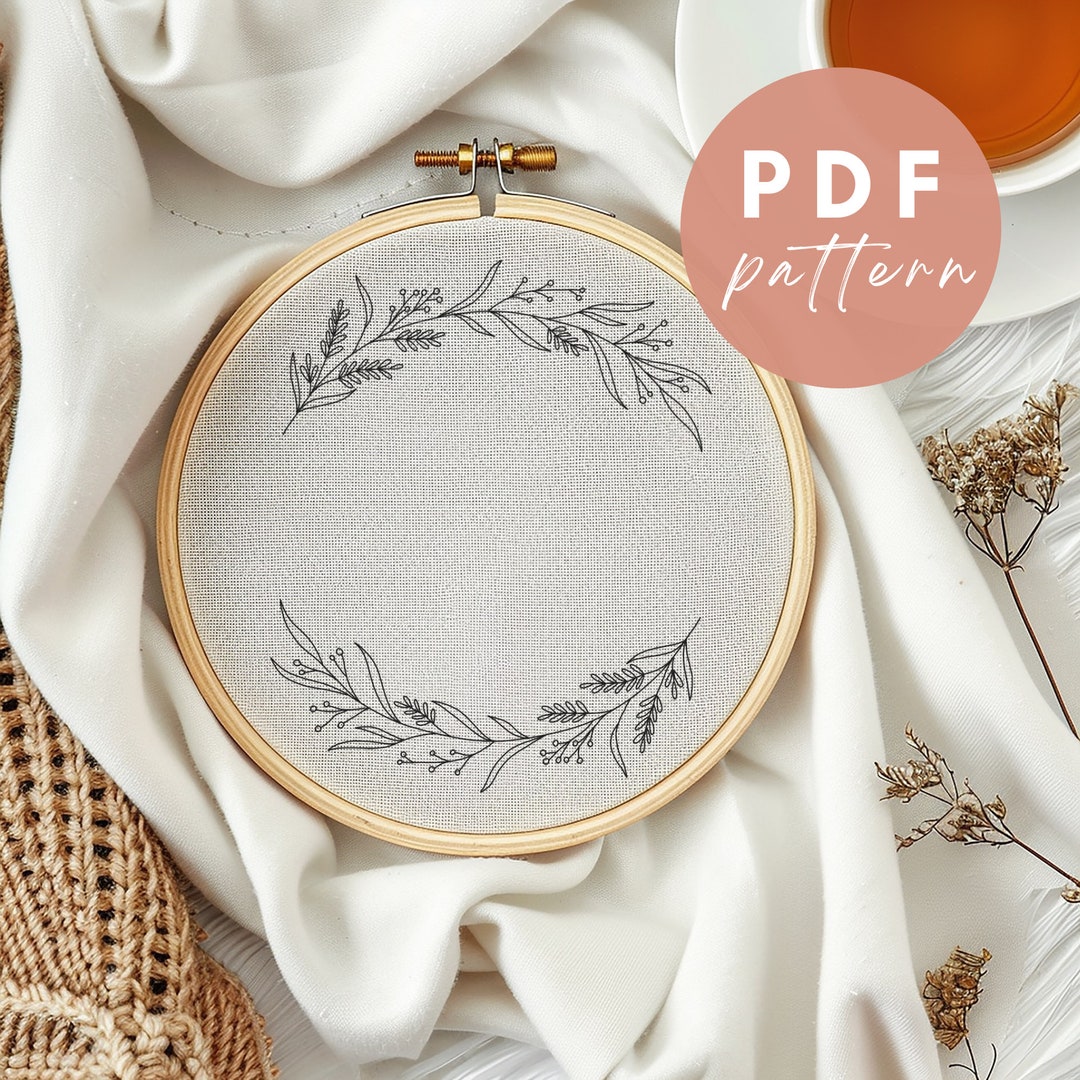 Autumn Leaves Wreath - Embroidery PDF Pattern for Beginners - Instant ...