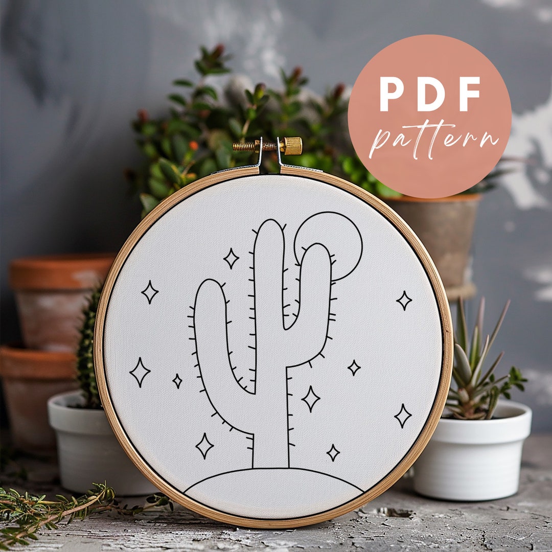 Desert Cactus Punch Needle Pattern: Beginner Needlework Design (PDF ...