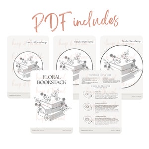 Floral Bookstack Embroidery PDF Pattern for Beginners - Etsy