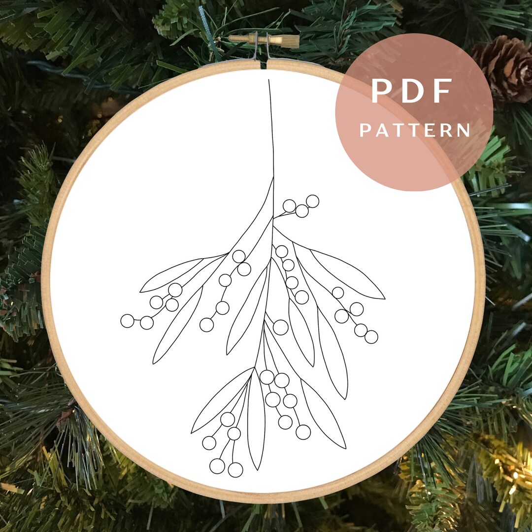 Christmas Mistletoe Embroidery PDF Pattern for Beginners Instant ...