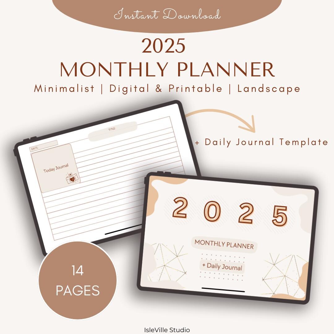 2025 Monthly Planner Digital Planner Printable Planner iPad Planner ...