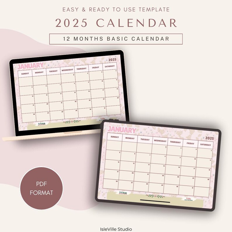 2025 Calendar Sakura Theme PDF Printable Calendar Fillable Printable ...