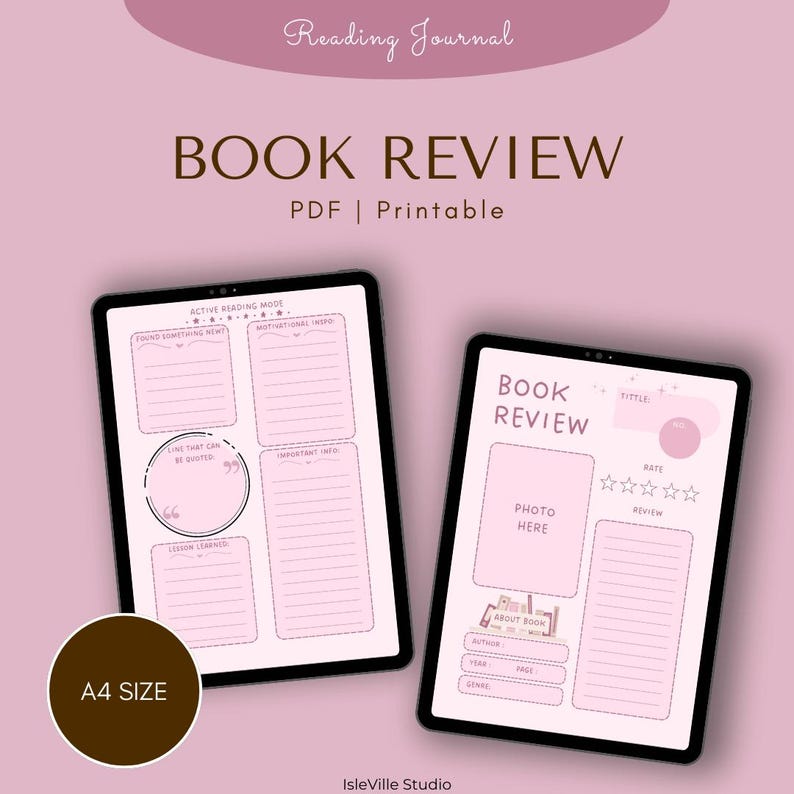Reading Journal Book Review Digital Printable PDF Template Goodnotes ...