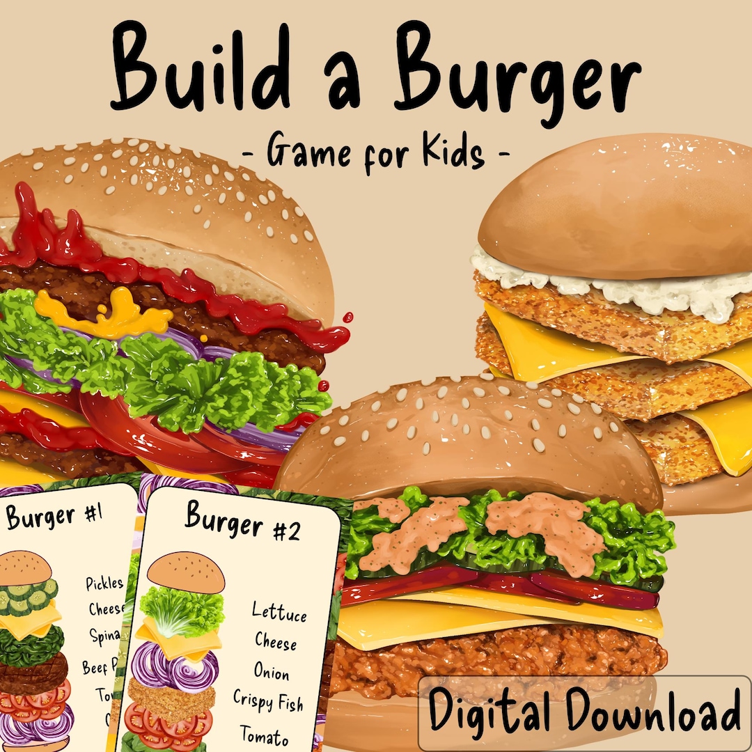 Build a Burger I Printable Game for Children I Preschool Role-playing I ...