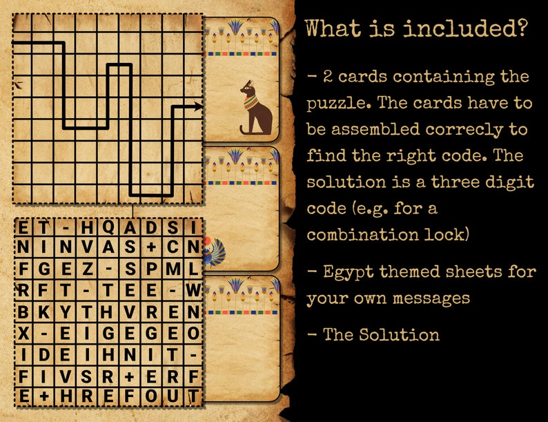 Escape Game Single Puzzle Secret Code, EGYPT Style, DIY Escape Room ...