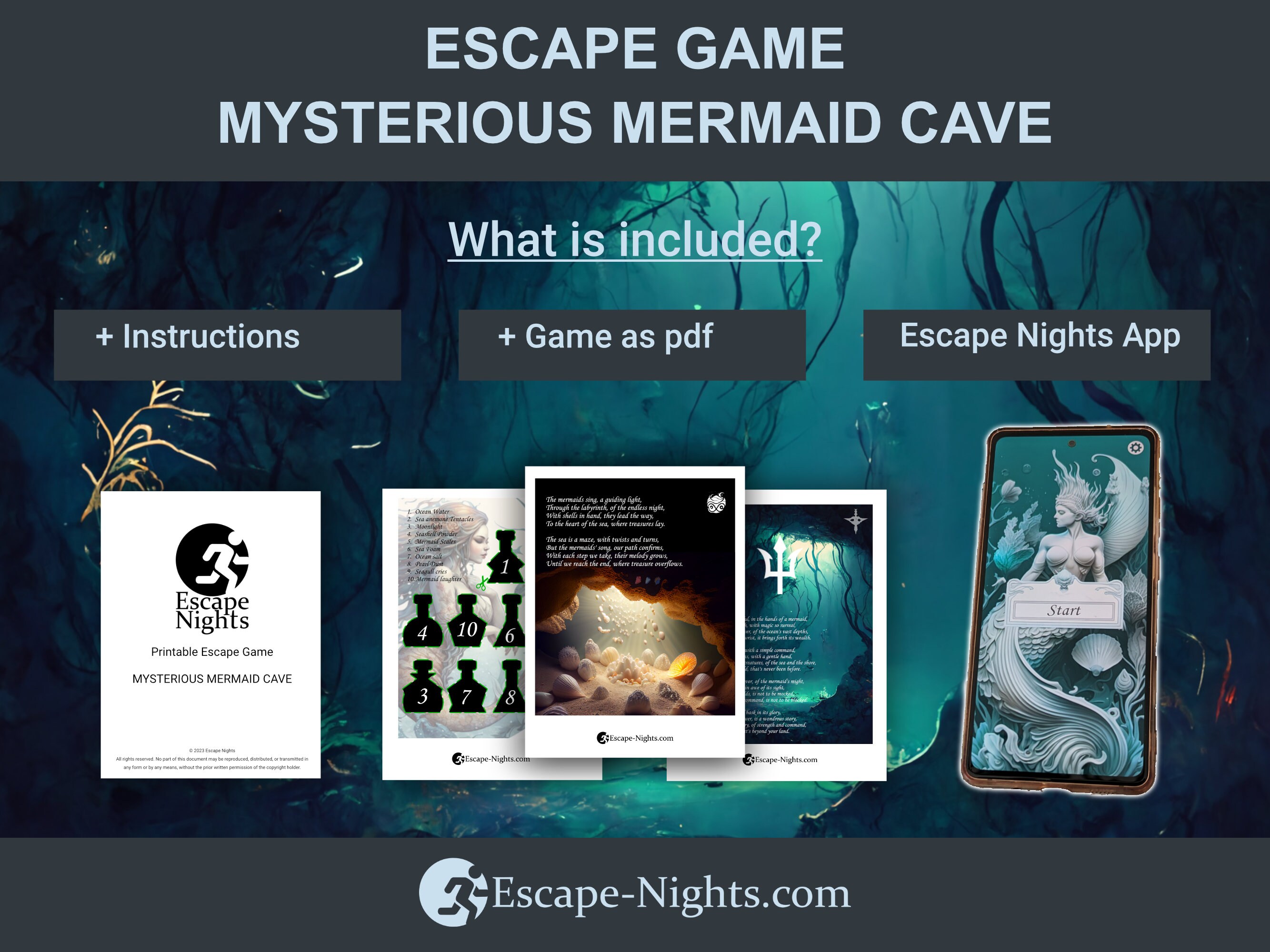 ESCAPE GAME Printable Escape Room I the Mysterious Mermaid Cave I DIY ...
