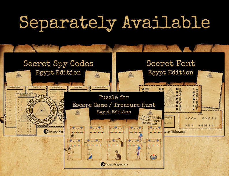 Escape Game Single Puzzle Secret Message, EGYPT Edition, DIY Escape ...
