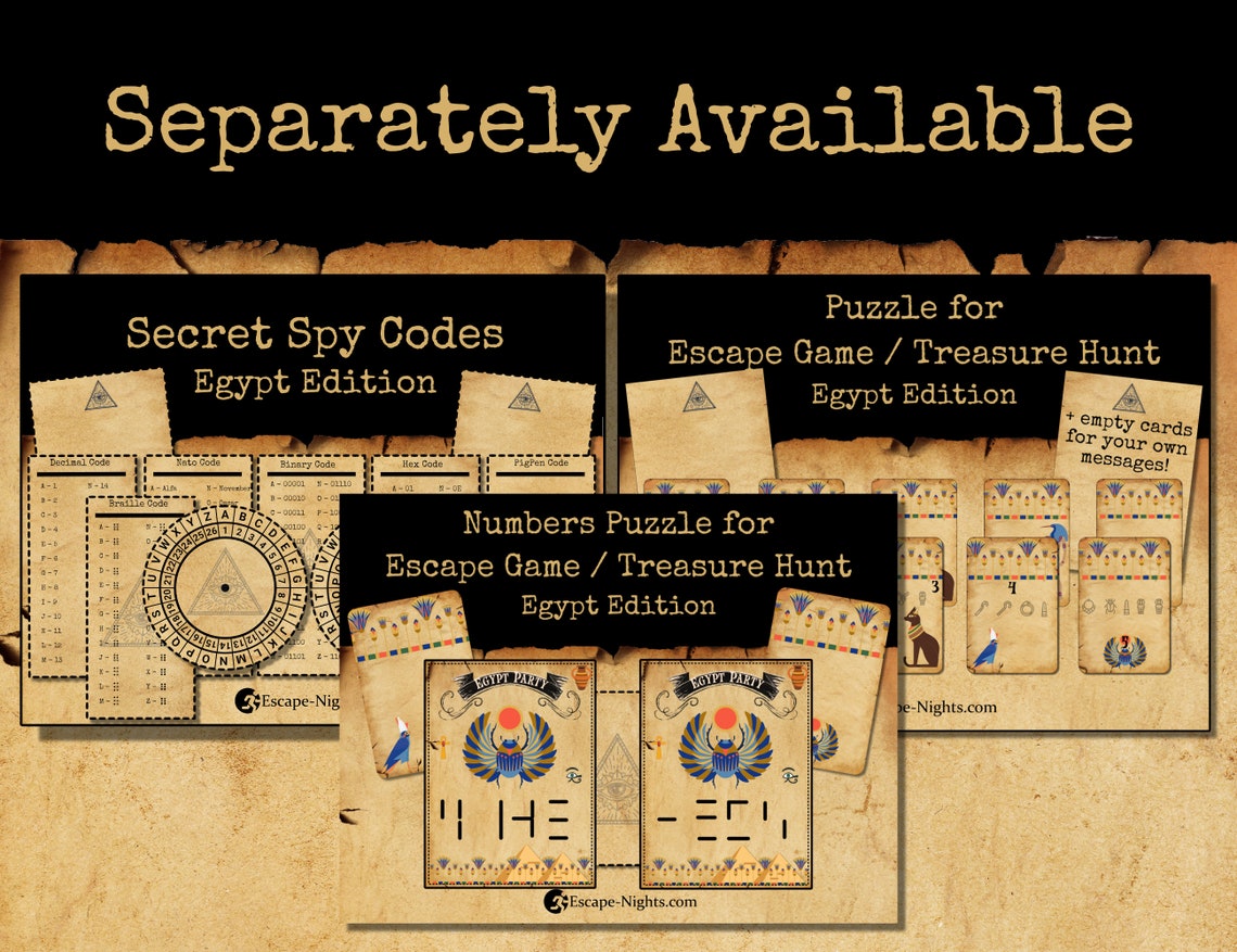 Escape Game Single Puzzle Secret Code, EGYPT Style, DIY Escape Room ...