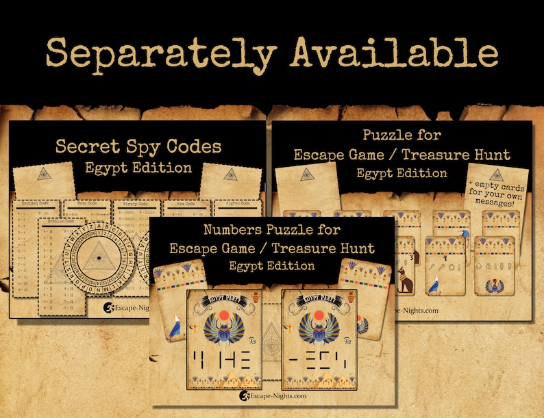 Escape Game Single Puzzle Secret Code, EGYPT Style, DIY Escape Room ...