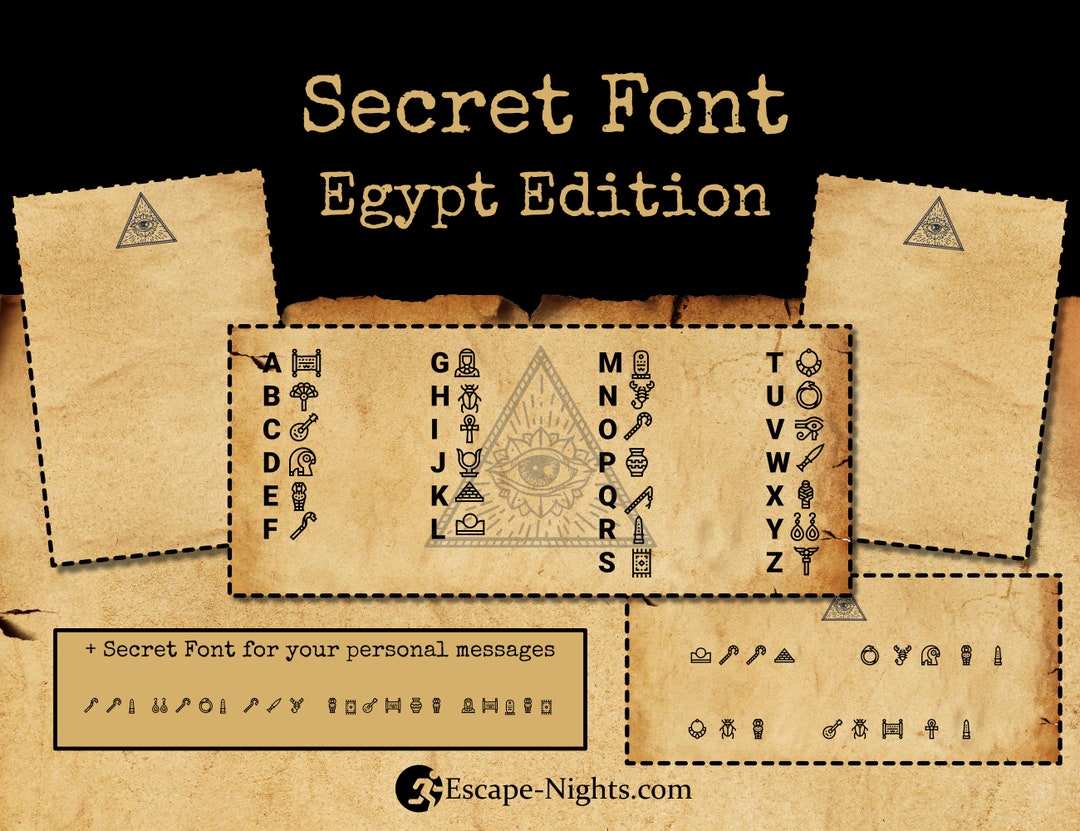 Escape Game Decoder Set, DIY Escape Room Secret Codes Including a Special Egypt Edition Font for ...