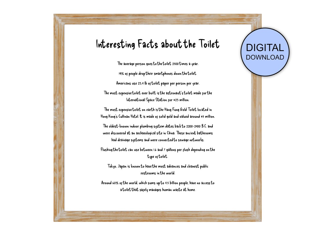 Printable Bathroom Sign I Interesting Facts About Toilets I Printable ...