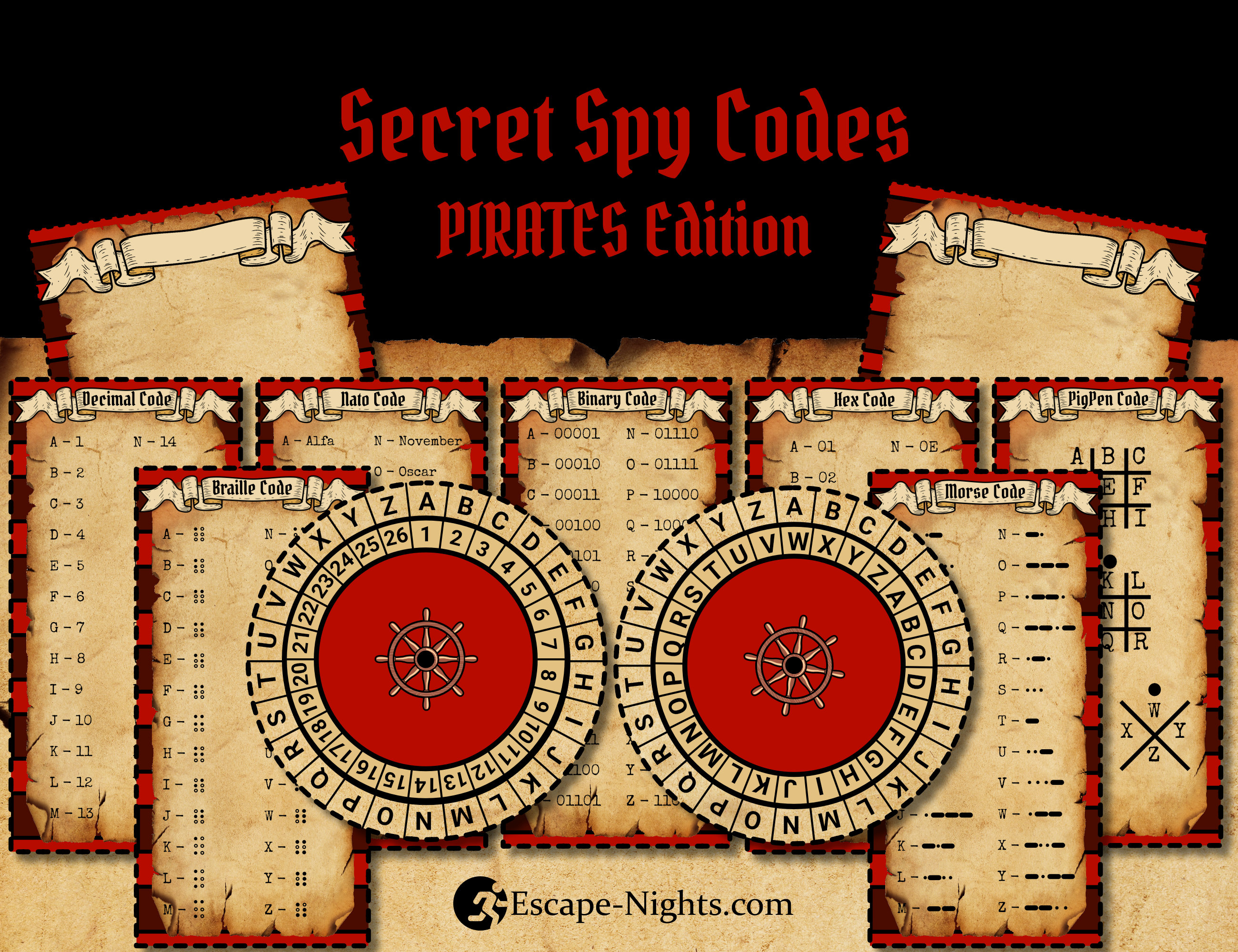 Escape Game Decoder Set I PIRATES EDITION I DIY Escape Room Secret ...