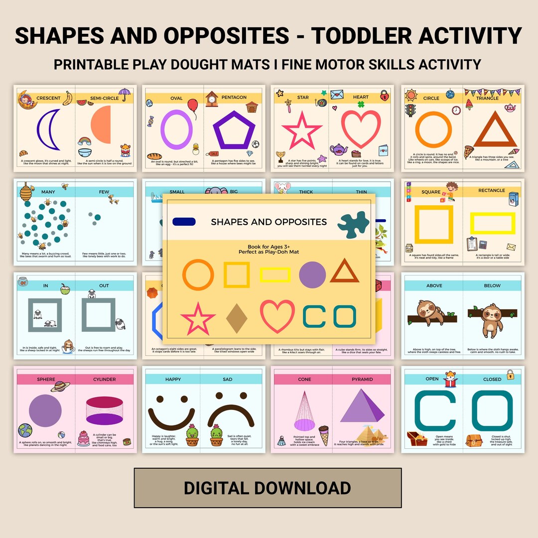 16-page Printable Play-doh Mats for Toddlers – 32 Shapes With Rhymes ...