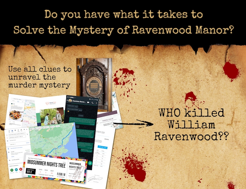 MURDER MYSTERY Printable Detective Game I Ravenwood Manor I DIY ...