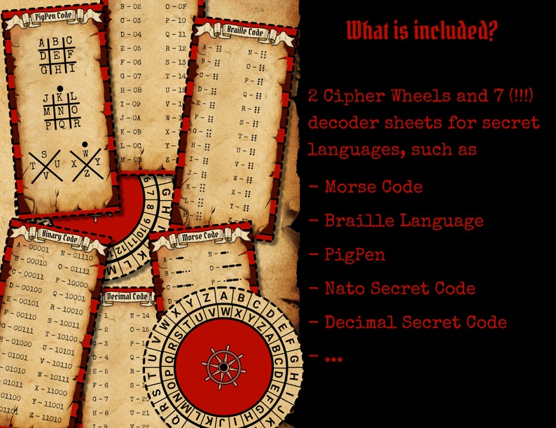 Escape Game Decoder Set I PIRATES EDITION I DIY Escape Room Secret ...