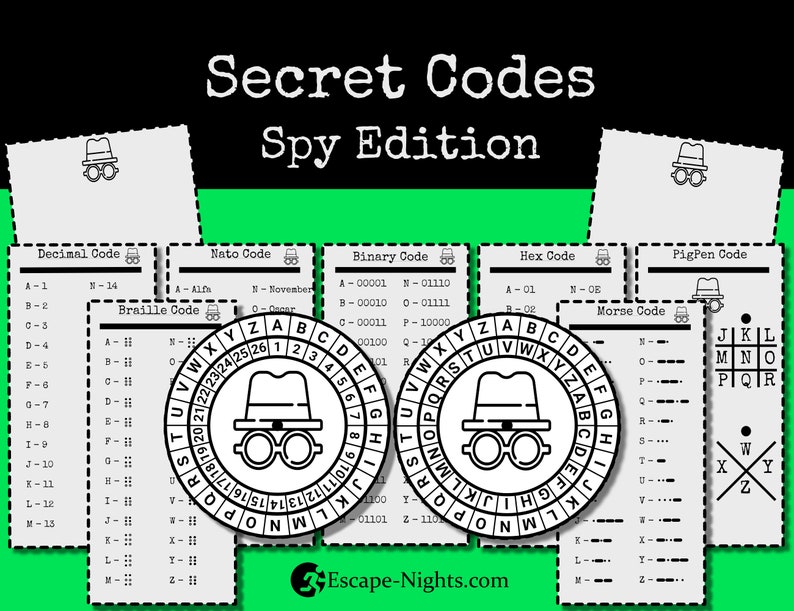 Escape Game Decoder Set, SPY Edition, DIY Escape Room Secret Codes ...