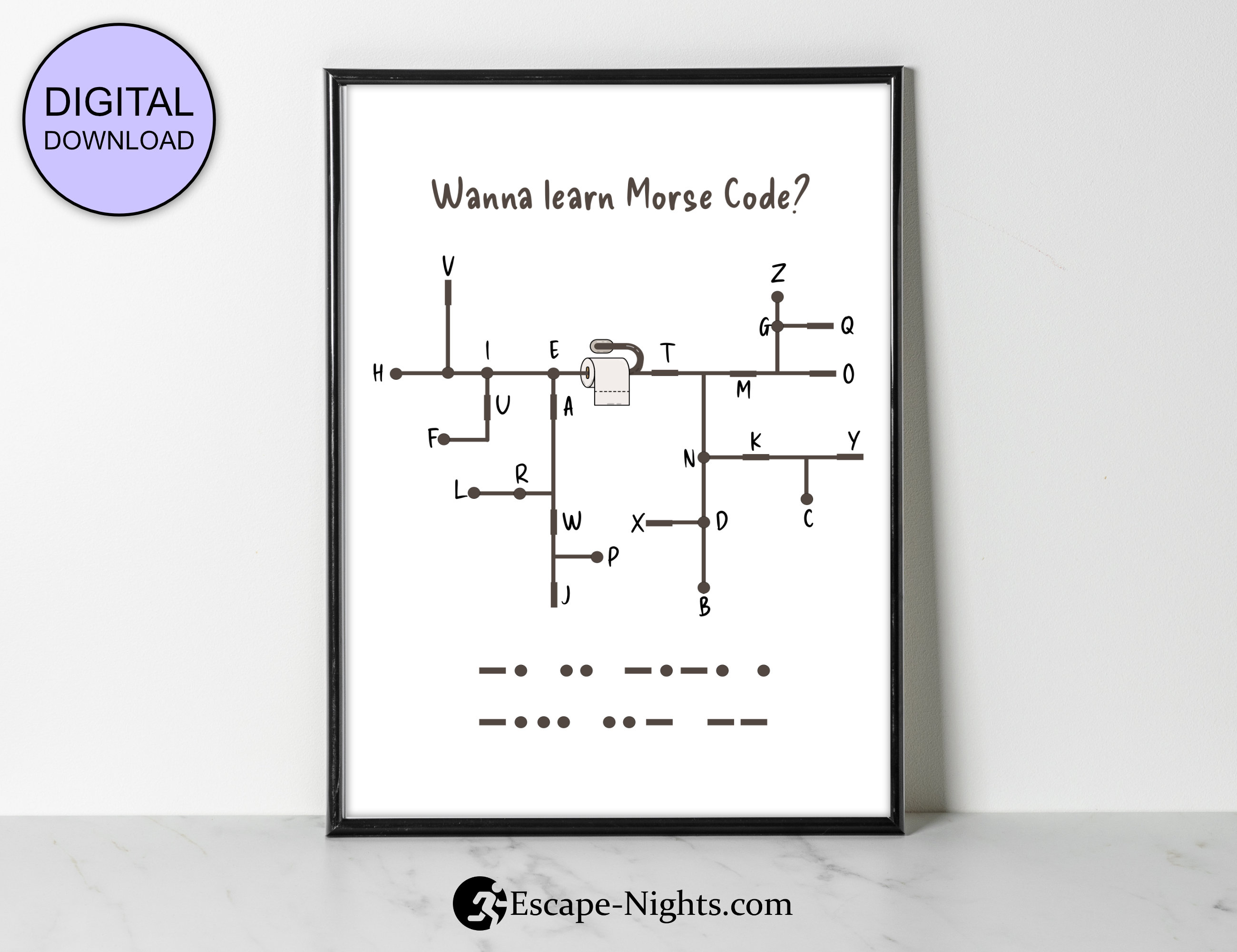 Printable Bathroom Sign I Morse Code I Printable Wall Art I Toilet ...