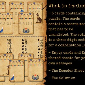 Escape Game Single Puzzle Secret Message, EGYPT Edition, DIY Escape ...