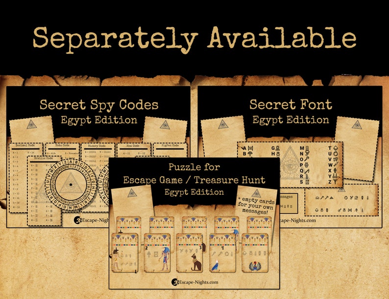 Escape Game Single Puzzle Secret Message, EGYPT Edition, DIY Escape ...