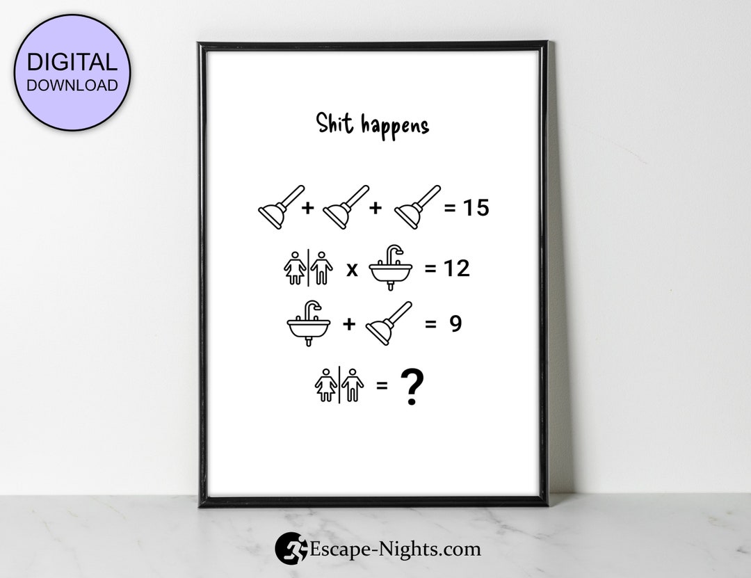 Printable Bathroom Sign I SHIT HAPPENS Print I Printable Wall Art I ...