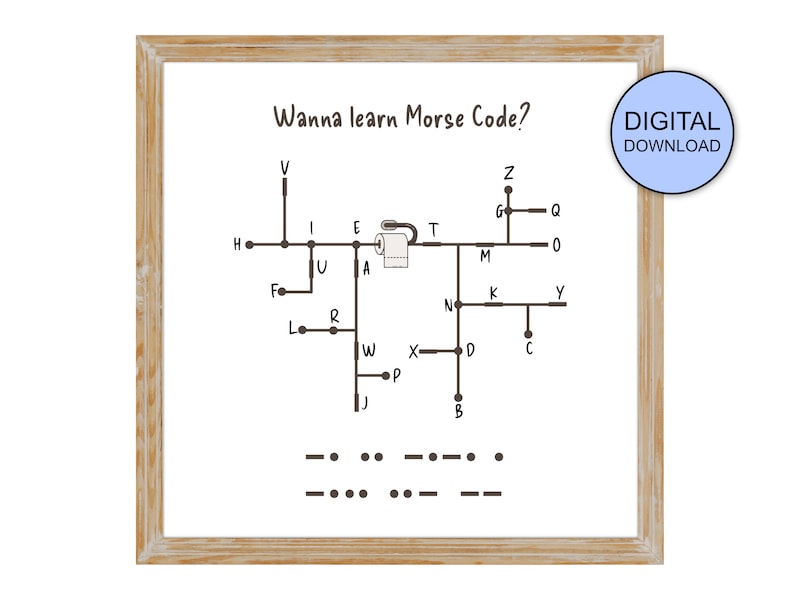 Printable Bathroom Sign I Morse Code I Printable Wall Art I Toilet ...