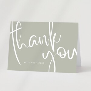 Customizable Script Thank You Card Template: Sage Green (PDF) - Etsy