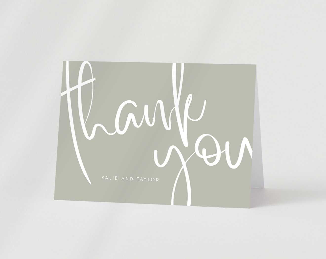 Customizable Script Thank You Card Template: Sage Green (PDF) - Etsy