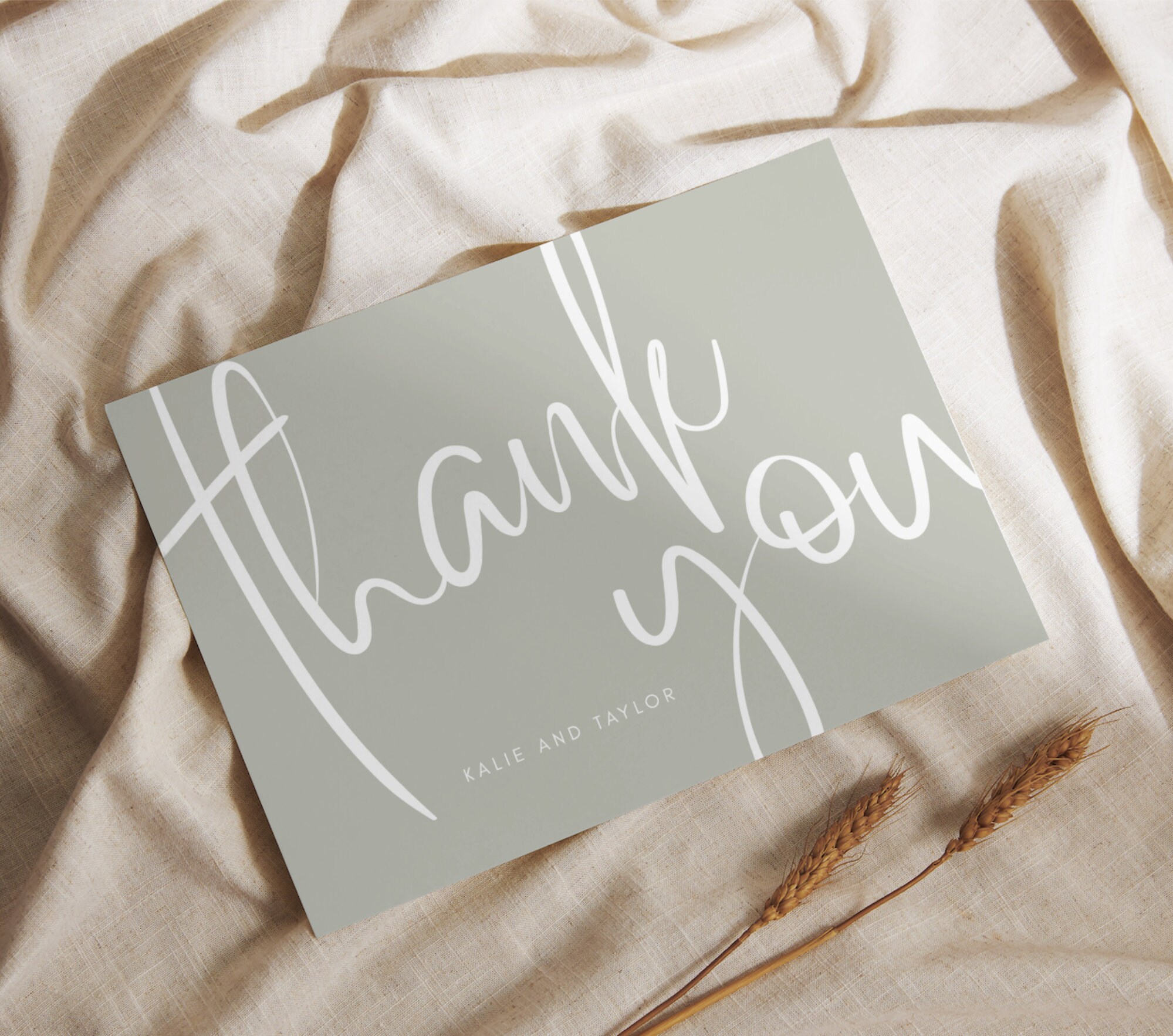 Customizable Script Thank You Card Printable, Thank You Card Template ...