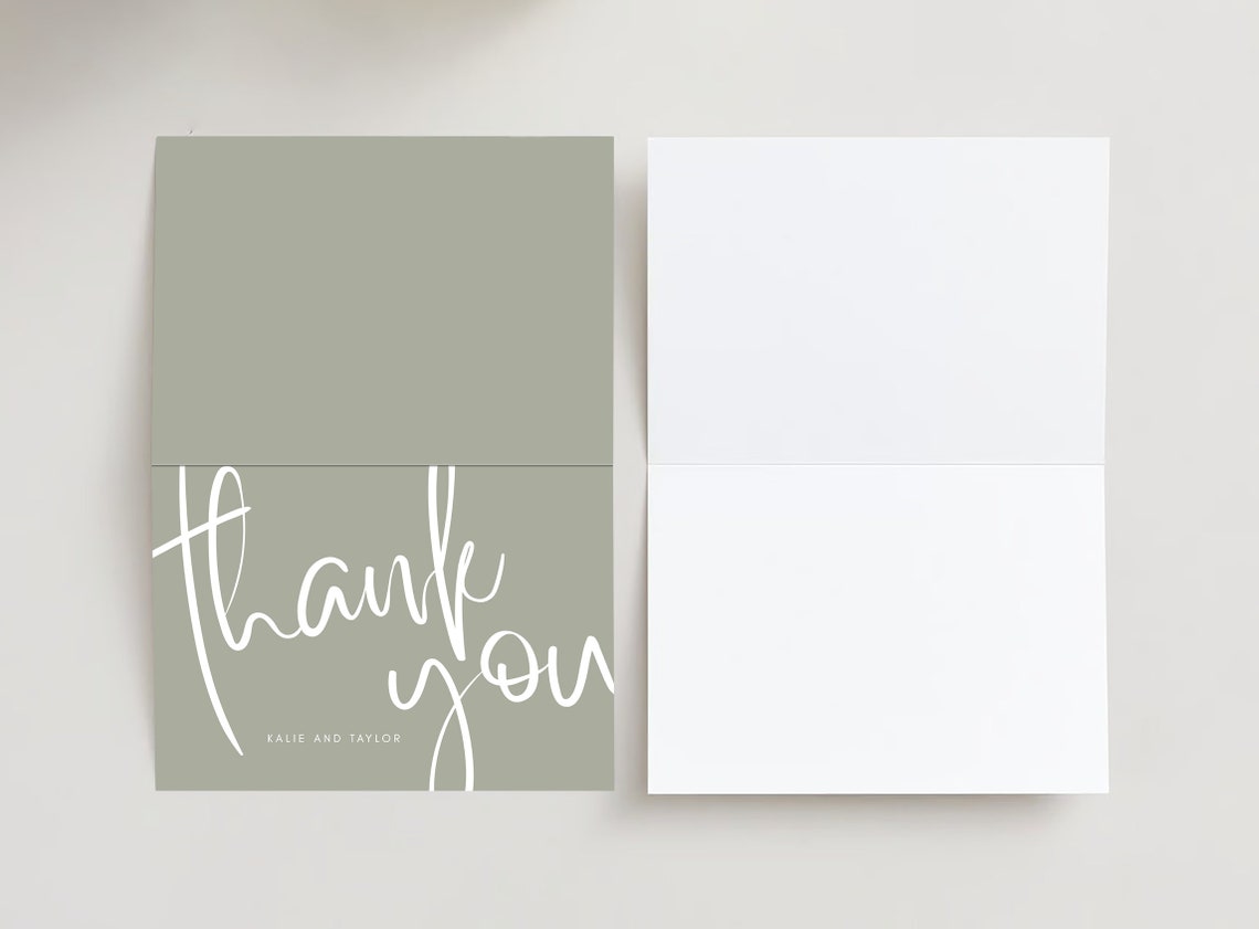 Customizable Script Thank You Card Printable, Thank You Card Template ...