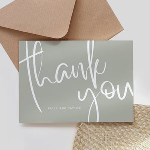 Customizable Script Thank You Card Printable, Thank You Card Template ...