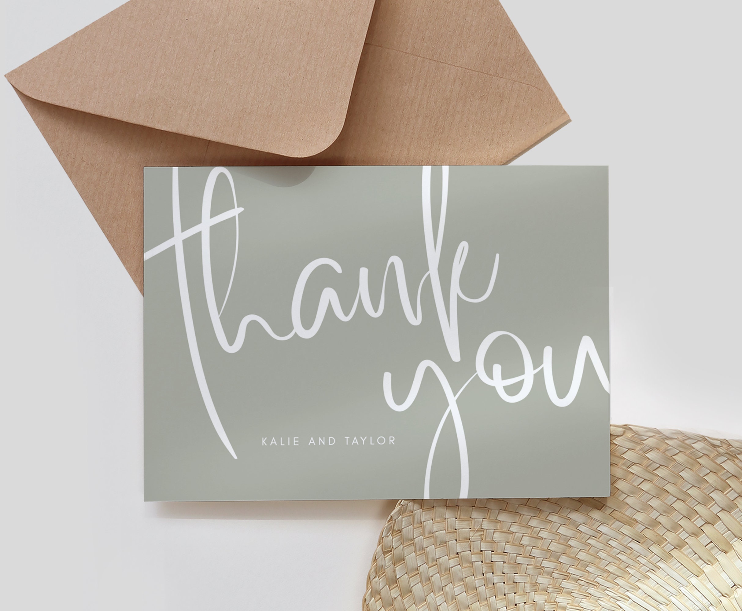 Customizable Script Thank You Card Printable, Thank You Card Template ...