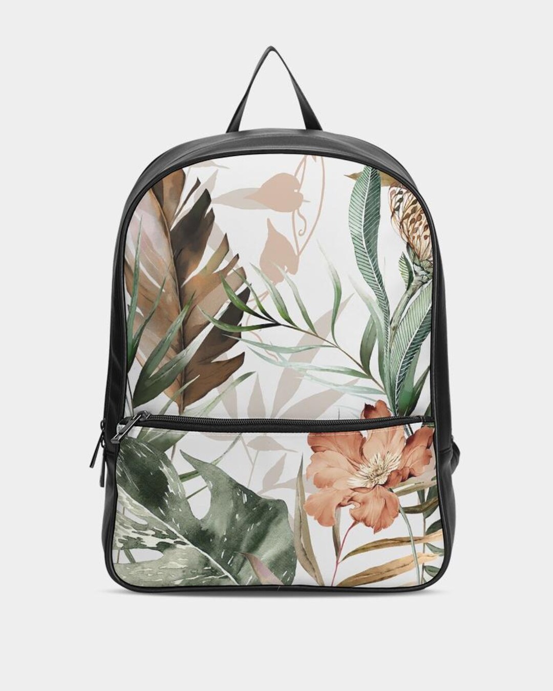 Classic Faux Leather Backpack in Tropical Floral Island Print - Etsy