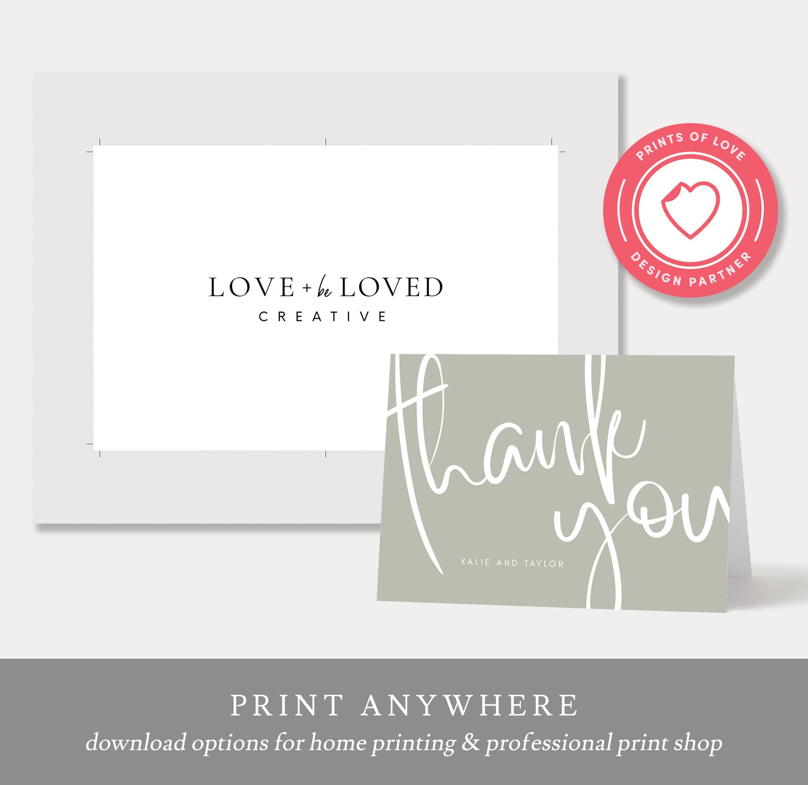 Customizable Script Thank You Card Template: Sage Green (PDF) - Etsy