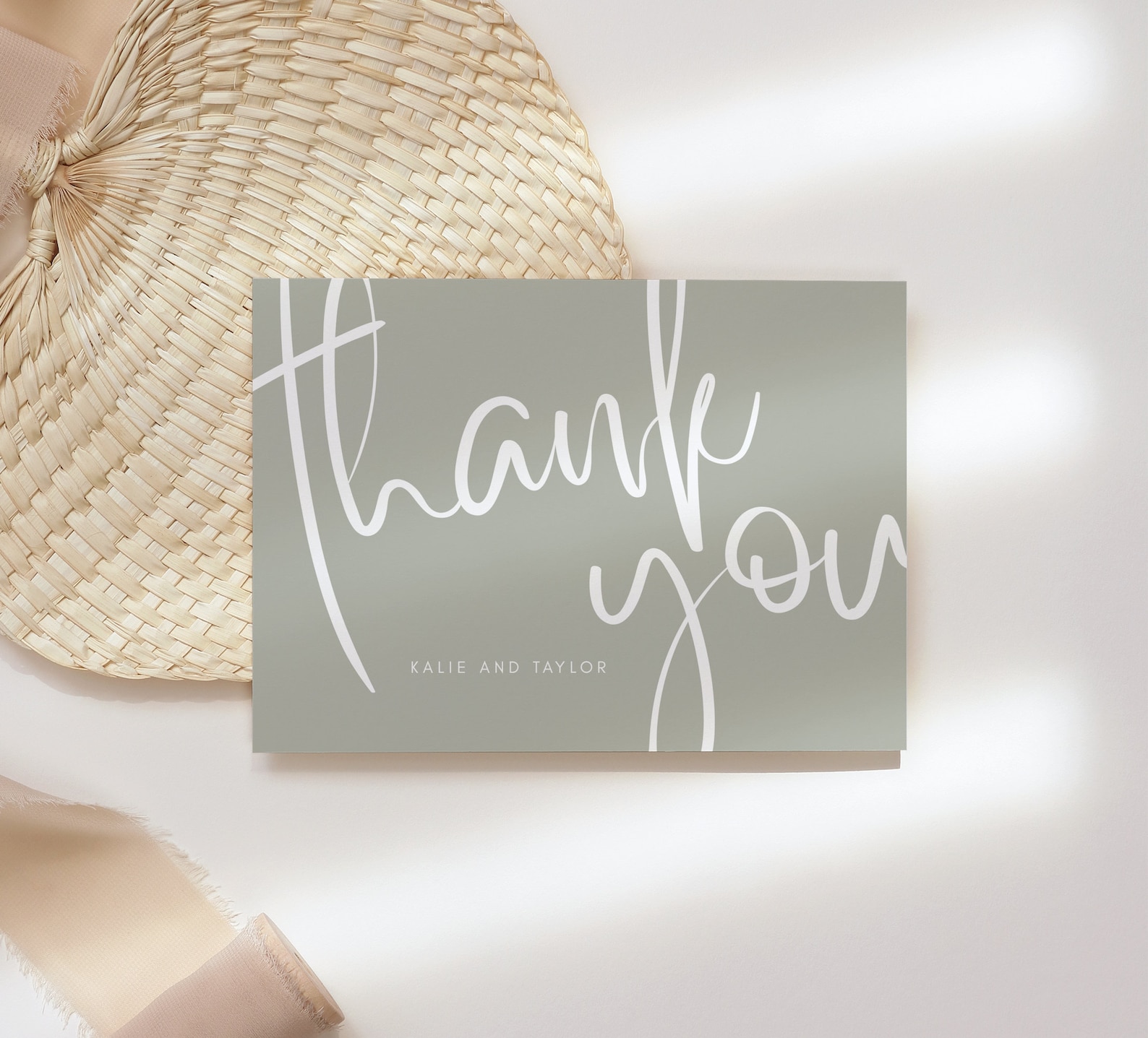 Customizable Script Thank You Card Template: Sage Green (PDF) - Etsy