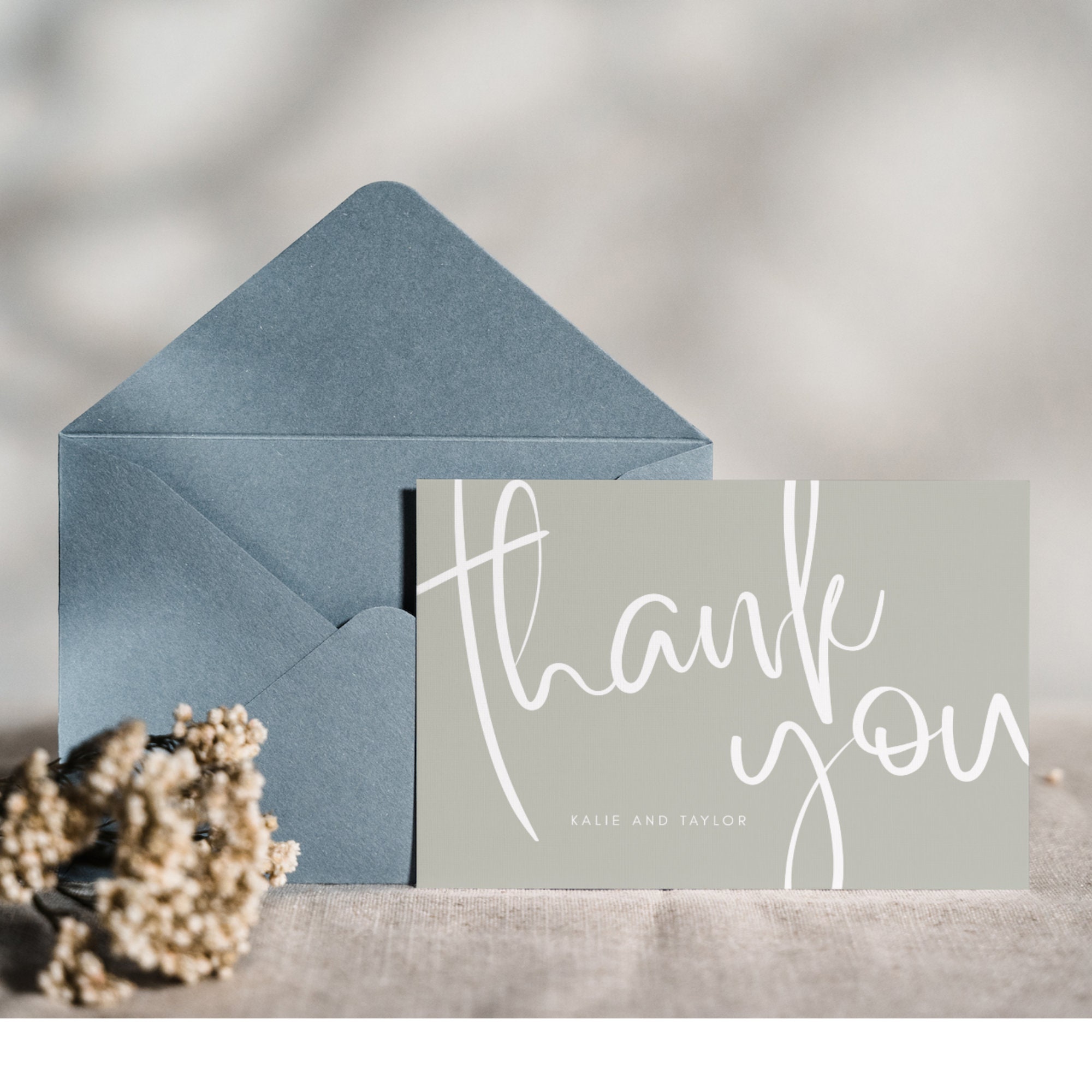 Customizable Script Thank You Card Printable, Thank You Card Template ...