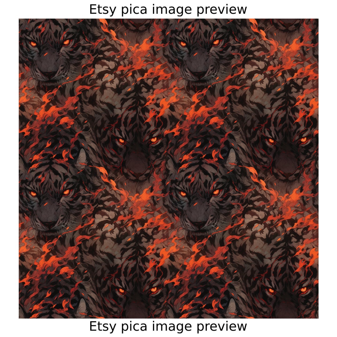 Tiger in Flames and Smoke Pattern - Etsy