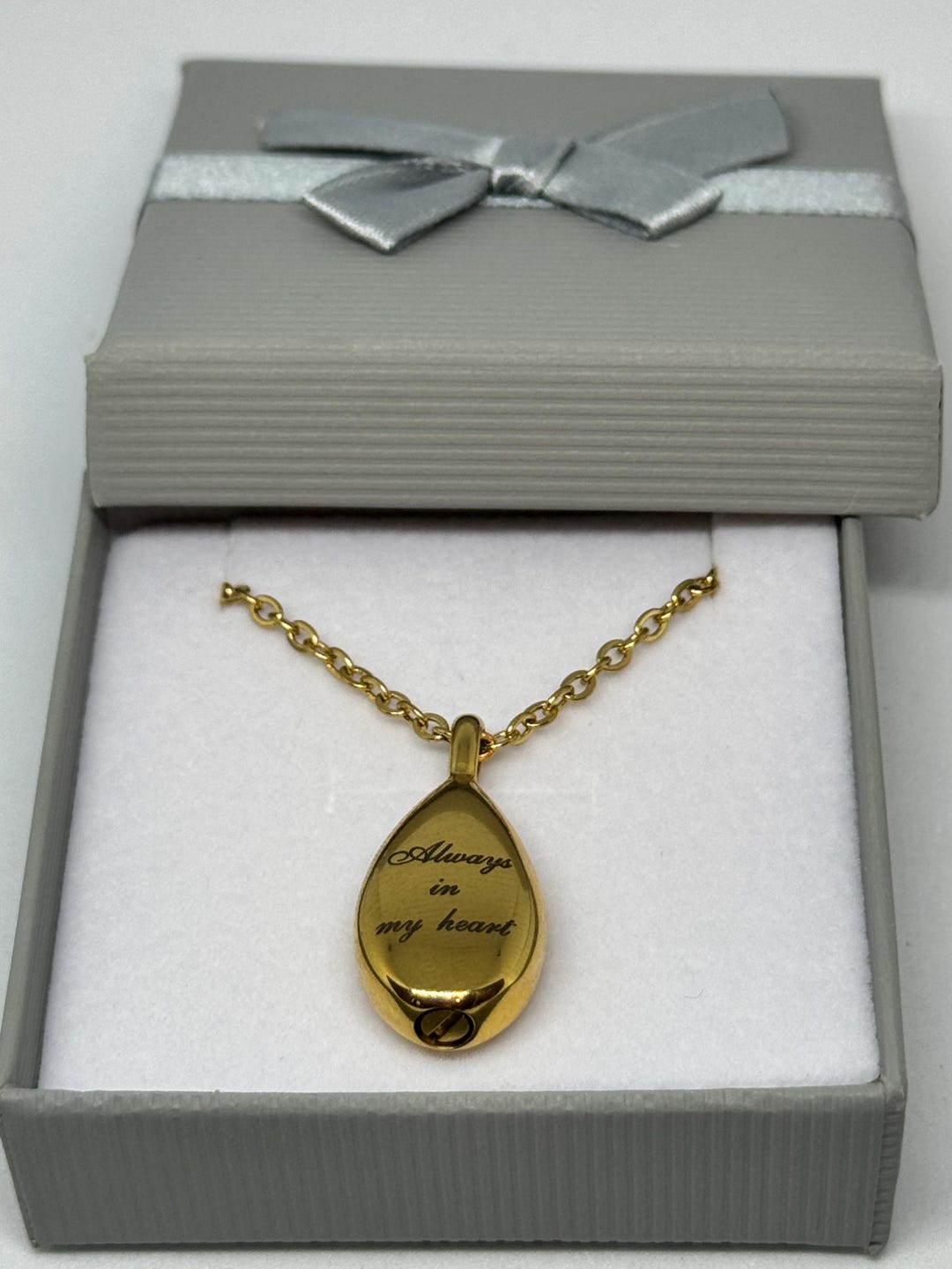 9ct Gold Filled Teardrop Locket Urn Necklace, Engraved Keepsake - Etsy UK