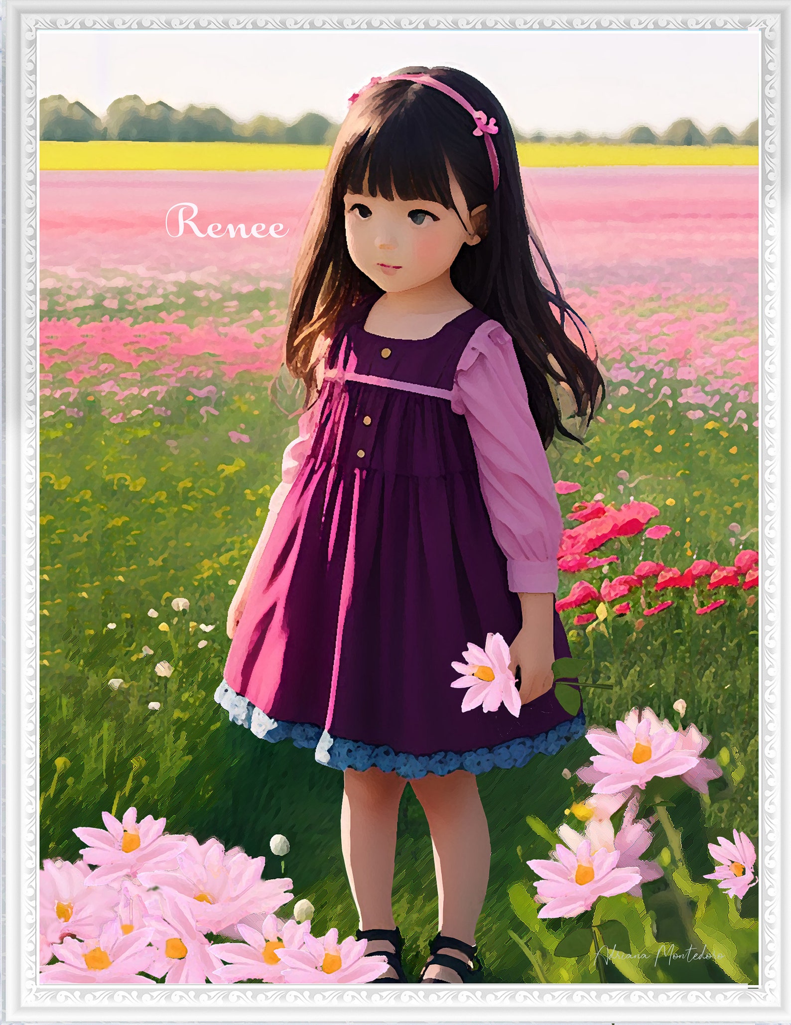 SPRING BLOSSOMS Portraits - Little Girls Watercolor Art Prints ...