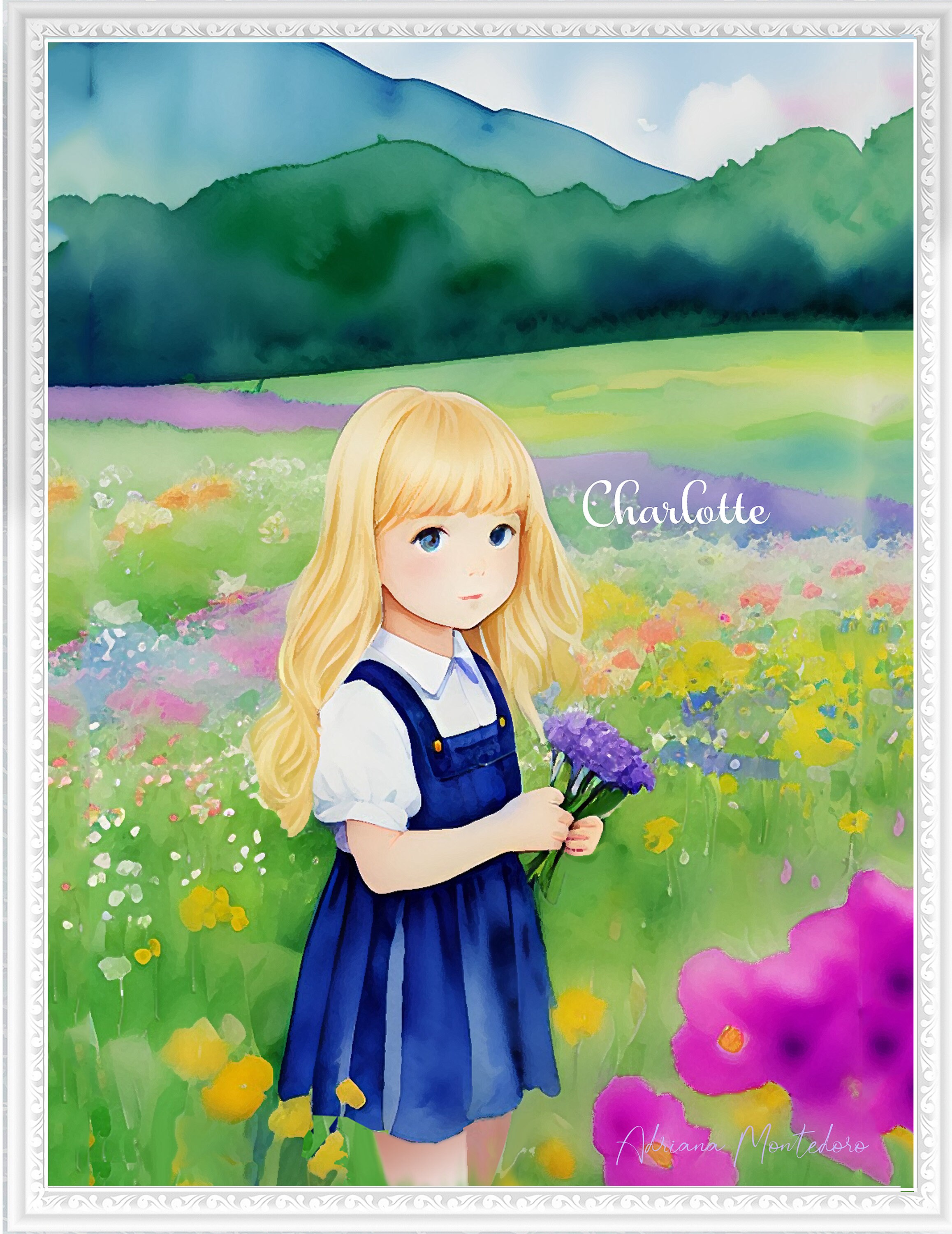 SPRING BLOSSOMS Portraits - Little Girls Watercolor Art Prints ...